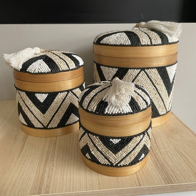Bali Beaded Box, Bali Handmade, Bamboo Box, Set of 3 - Etsy