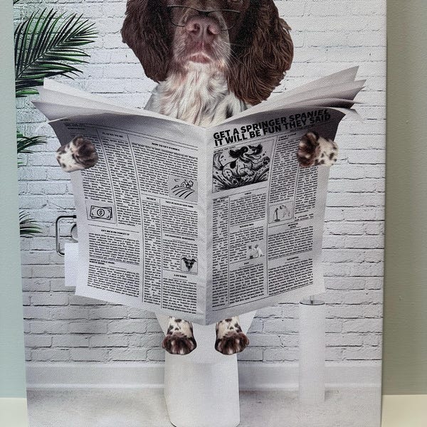 Custom Dog on Toilet Portrait, Personalised Pet Portrait Reading ...