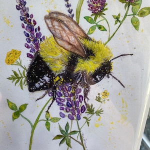 Bumble Bee Art Print, Bee Art, Bumble Bee Watercolor, Floral Art ...
