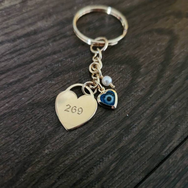 Personalized Angel Numbers Keychain, Custom Keyring With Angel Numbers ...
