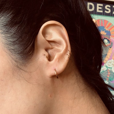 Conch Earring Sterling Silver Threader Earrings & Cubic Zirconia Wave ...