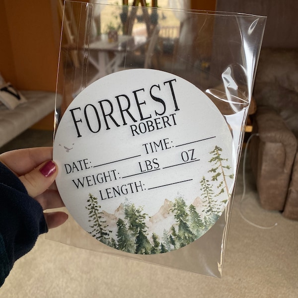 Mountain Birth Stat Sign, Baby Birth Stat Sign, Hospital Bassinet Sign ...