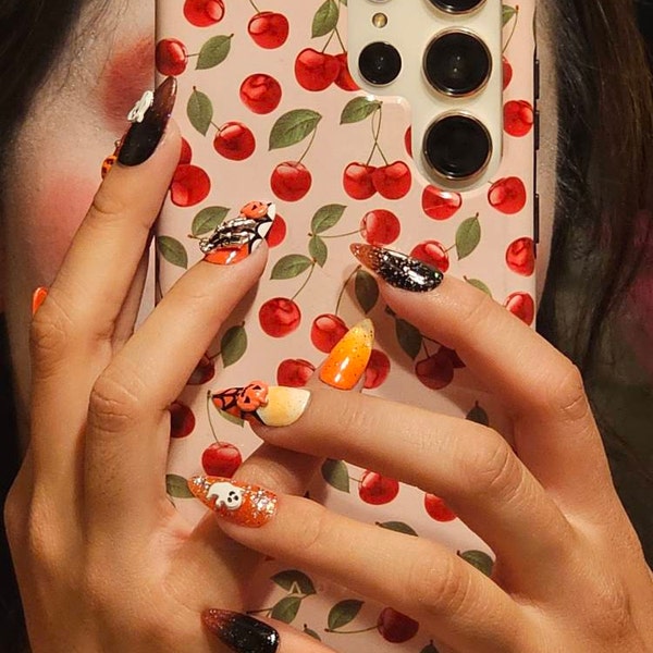 Gloomy Cutie Reusable Luxury Gel Press-on Nails, Y2K Nails, Gloomy Bear ...