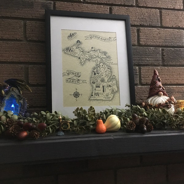 Lord of the Rings / the Hobbit Middle Earth Map of Michigan - Etsy