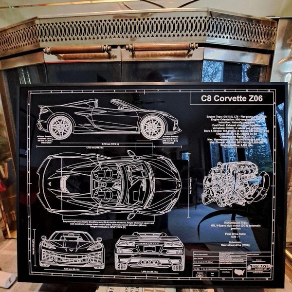 Chevrolet Impala SS 1963 Hardtop Laser Engraved Wall Art, Blueprint ...