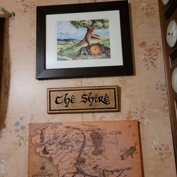 The Shire Wood Carved Sign - Lord of the Rings Inspired - Elven Sign ...