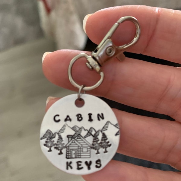 Hand Stamped Cabin Keys Keychain - Etsy