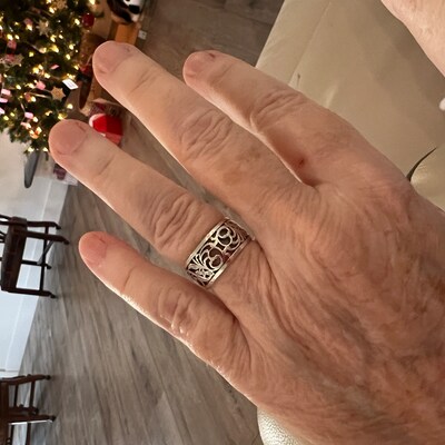 Norwegian Rosemaling Ring 925 Sterling Silver Folk Floral Filigree Band ...