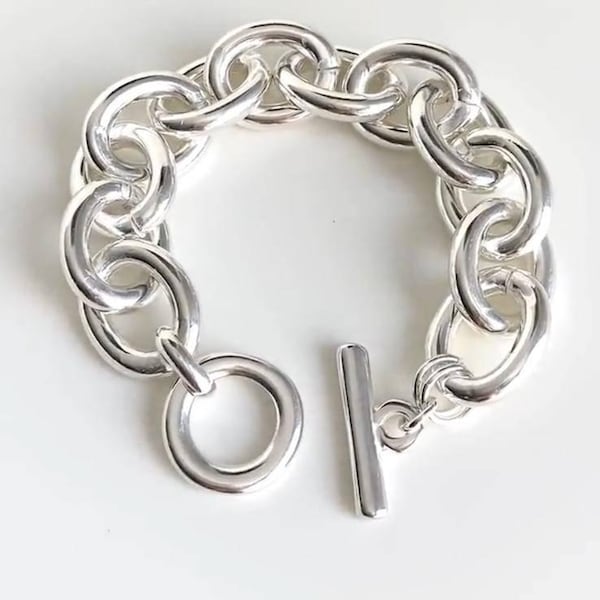 Silver Large Heavy Chain Coin Medal Necklace, Silver Statement Necklace ...