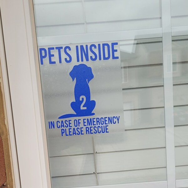 Emergency Pet Rescue Window Sticker | Pets Inside Rescue Decal for Dog ...