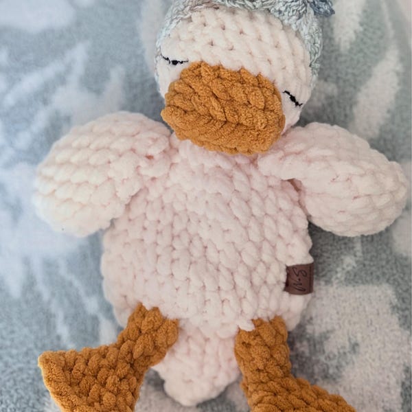 Duck Lovey, Blanket Yarn Animal Snuggler, Custom Crochet, Made to Order ...
