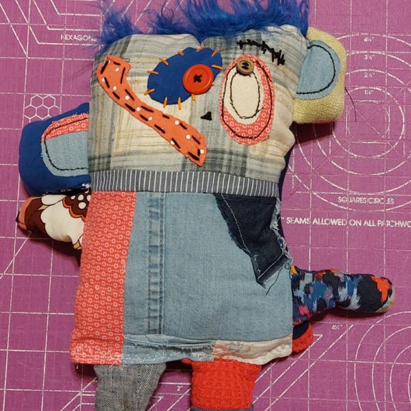 Eclectic Plush Doll, Stuffed Odd Monster, Weird Vintage Remake ...