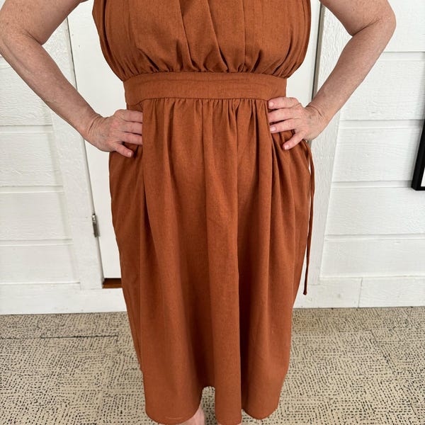 Linen Apron Dress – Linen Long Pinafore Dress – Overall Dress - Maxi ...