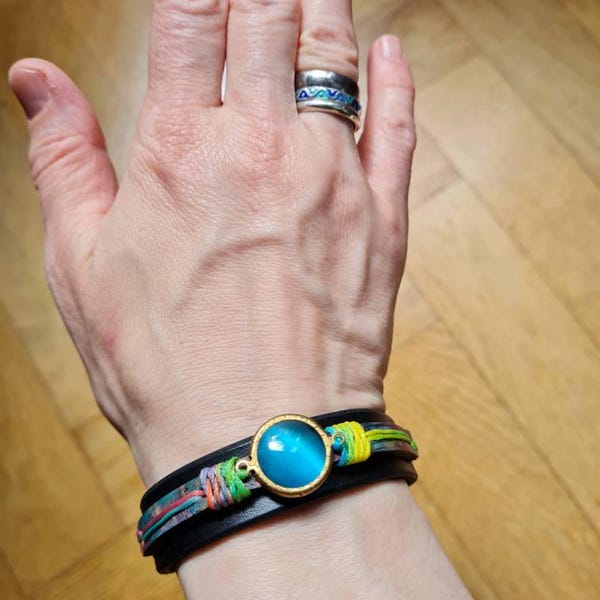 Adjustable Grief Bracelet, Handmade Leather Widow Bracelet, Wear a Ring ...