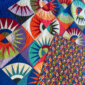 Handmade Blue Double Wedding Ring Handmade Sewing Patchwork Quilt Top ...