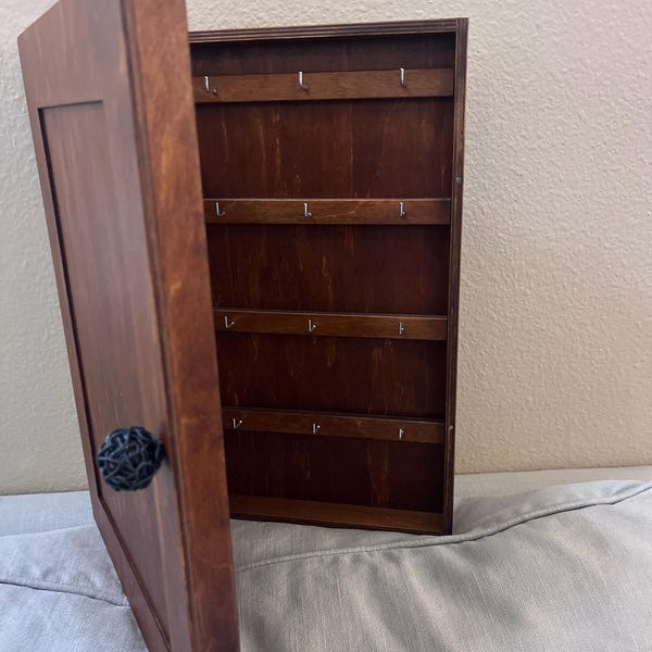 Walnut Dark Shutters Natural Wooden Family Big Key Box, Hanging Key Box ...