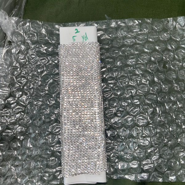 Silver Rhinestone Chain by Yard With Clear Crystal in Silver Setting ...