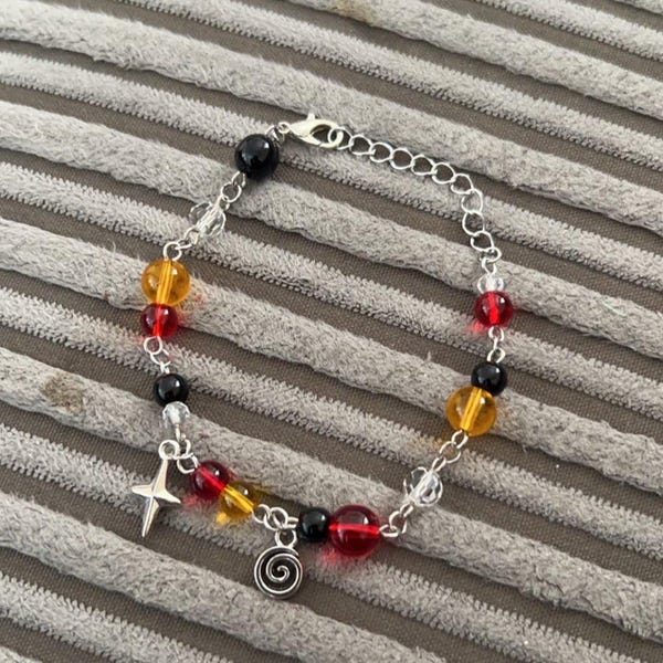 Red, Black and Yellow Charm Bracelet Awty James Marriott Inspired - Etsy UK