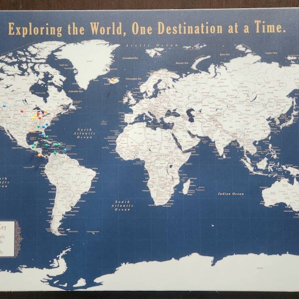 World Map, Push Pin Map of the World, Travel Map, Push Pin World Map ...