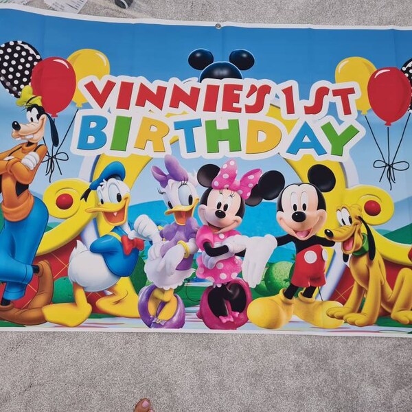 Personalised Mickey Clubhouse Birthday Backdrop Etsy 1096