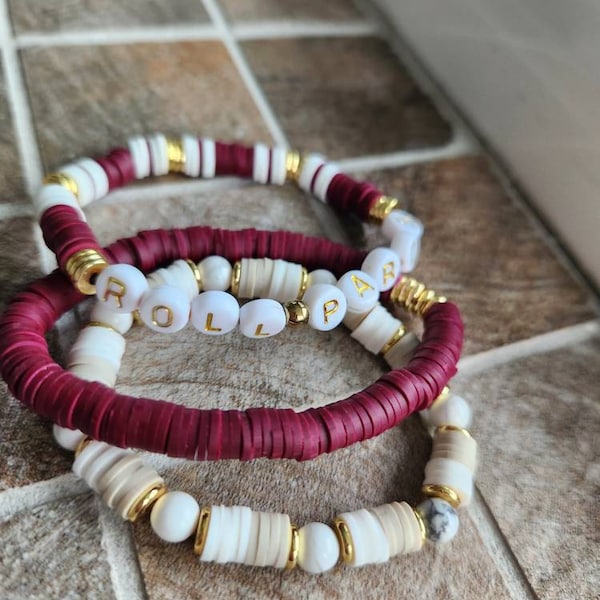 Valentine's Day Heishi Bead Bracelet Stack, Personalized Gift for Her, Name Braclelet, Bracelet ...