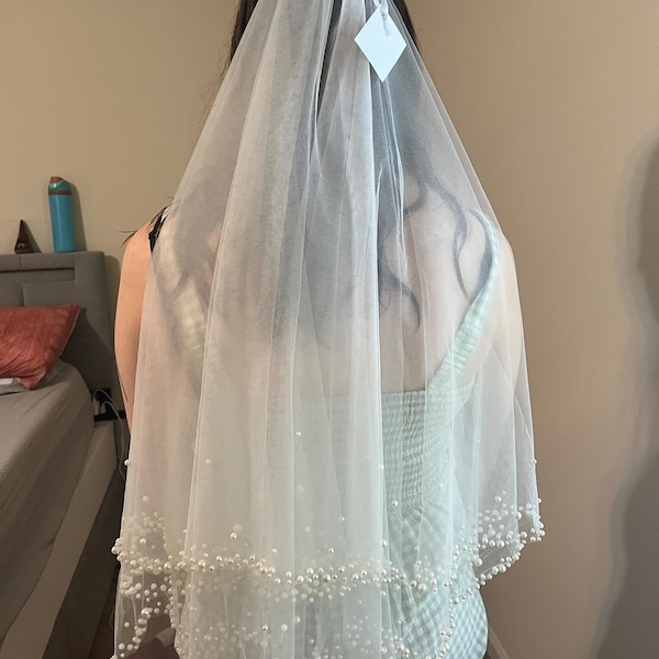 First Communion Veil With Pearls Trim Handmade Communion Veil Holy ...