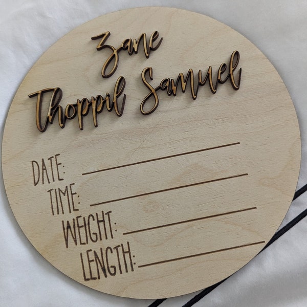 Custom Hospital Welcome 3D Hello Name Date Time Weight Length Birth ...