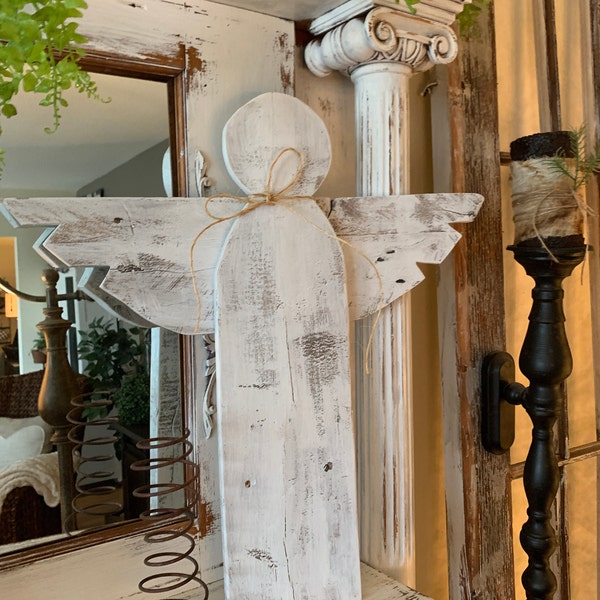 20" Rustic Wooden Angel-reclaimed Wooden Angel-pallet Wood Angel-wooden ...