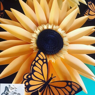 12 Inches Paper Sunflower Template SVG, DXF & PDF Online Workshop ...