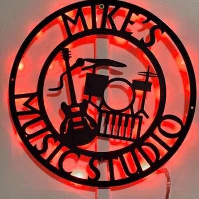 Personalized Musical Instruments Metal Wall Art With Led Lights, Custom ...