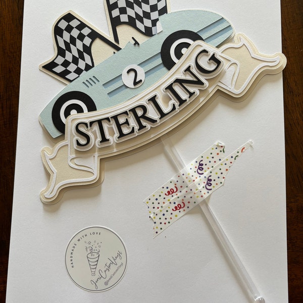 Racecar Cake Topper | Retro Race Car Cake Topper | Racecar Birthday ...