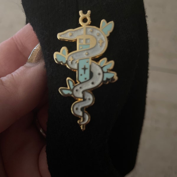 Medication Rod of Asclepius and Snake PCOS Enamel Pin Series Gold ...