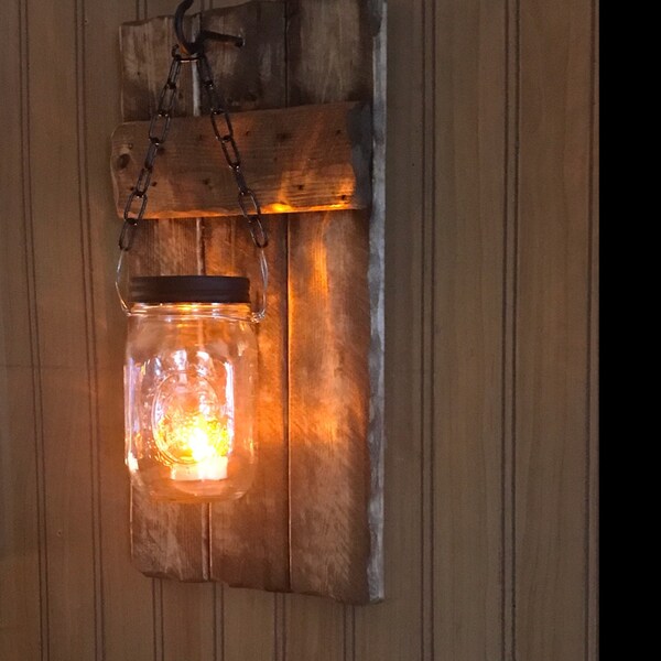 Rustic Home Decor, Rustic Candle, Sconce, Home and Living, Mason Jar ...
