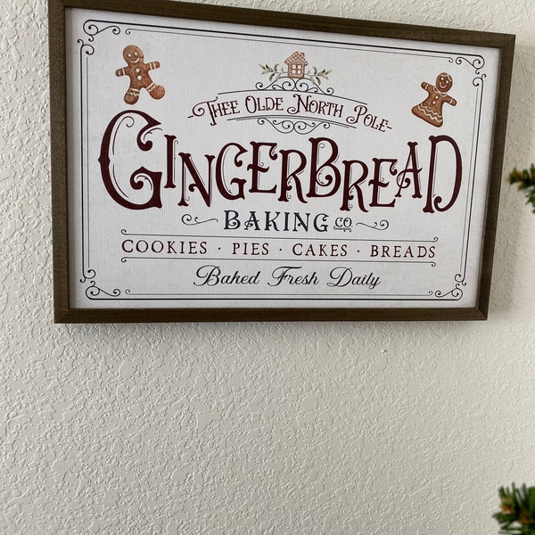 Gingerbread Baking Company Sign, Gingerbread Bakery Sign, North Pole ...