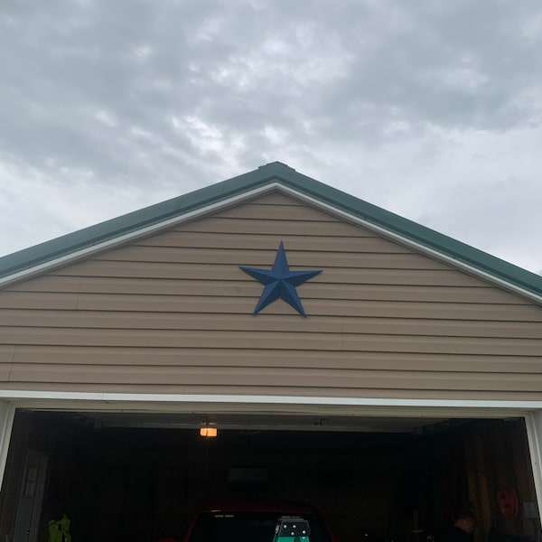 16"- 32" Solid OR Rustic Blue Galvanized Metal Tin Painted Barn Star ...
