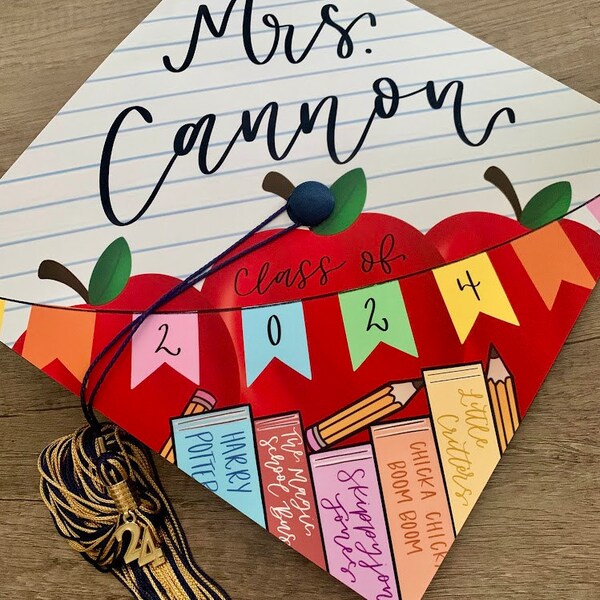 Grad Cap Topper Teacher, Graduation Cap for Teachers, Elementary ...