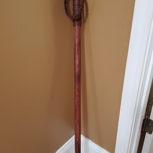 1 In. Hickory Hiking Staff With Leather Handle and Wrist Strap. 40 In ...