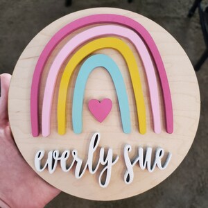 Round 3D Rainbow Welcome Wooden Sign Baby Name Announcement - Etsy