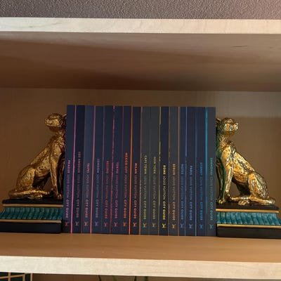 Gold Tiger Bookend Pair, Luxe Shelf Decor, Tiger Sculpture, Bookend Set ...