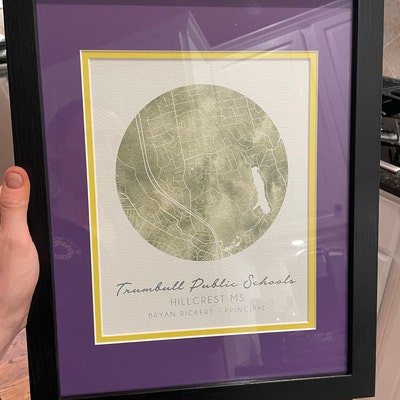 Personalized School Map, Teacher Gifts, Watercolor Print, Custom Map ...