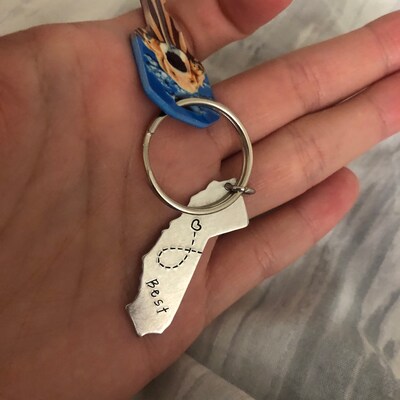 Best Friends Map Custom Long Distance Friendship State Key Chain Set of ...