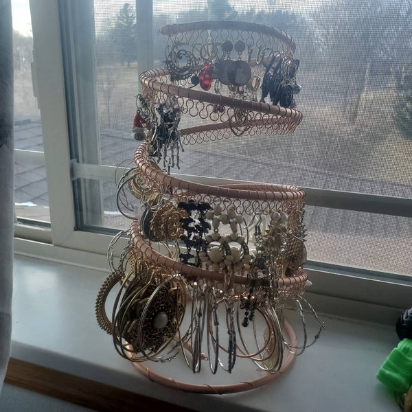 Earring Tree 2 Arm, Copper Spiral Earring Holder That Holds Both ...