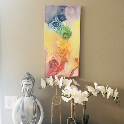Chakra Print on Canvas, Reiki Art Print, Channeled Chakra Painting ...