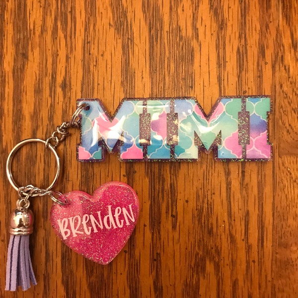 Customizable Mimi Keychain With Personalized Mini Heart, Personalized ...