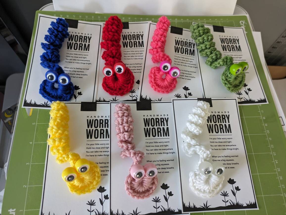 PRINTABLE Worry Worm Cards Hang Tags - Digital PDF - Backing display ...