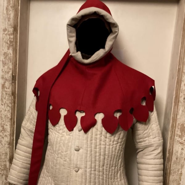 Dagged Hood With Liripipe - Woolen Medieval Hood With Cutout & Tail ...