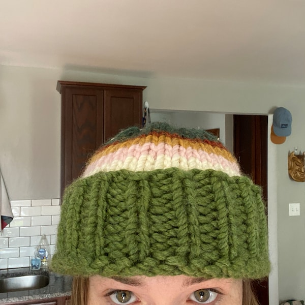Custom Multi-colored Beanies | Hand Knit Chunky Beanies | Cozy ...