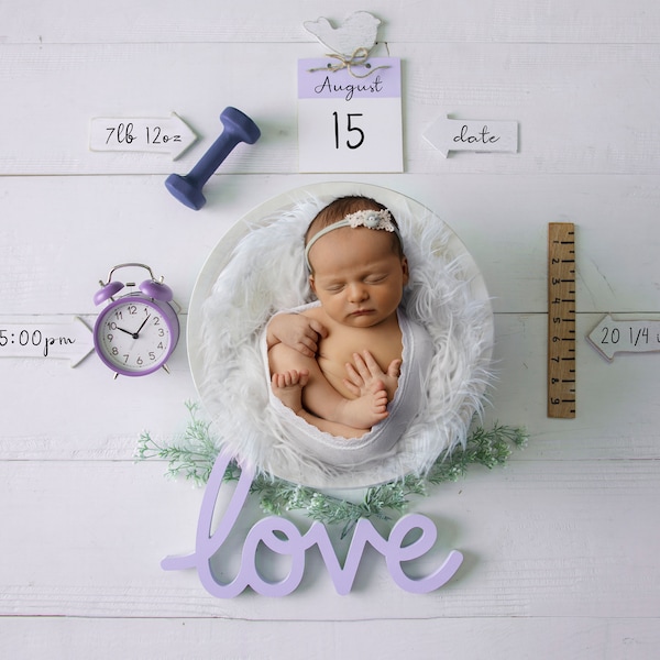 Newborn Baby Birth Announcement Newborn Digital Backdrop for ...