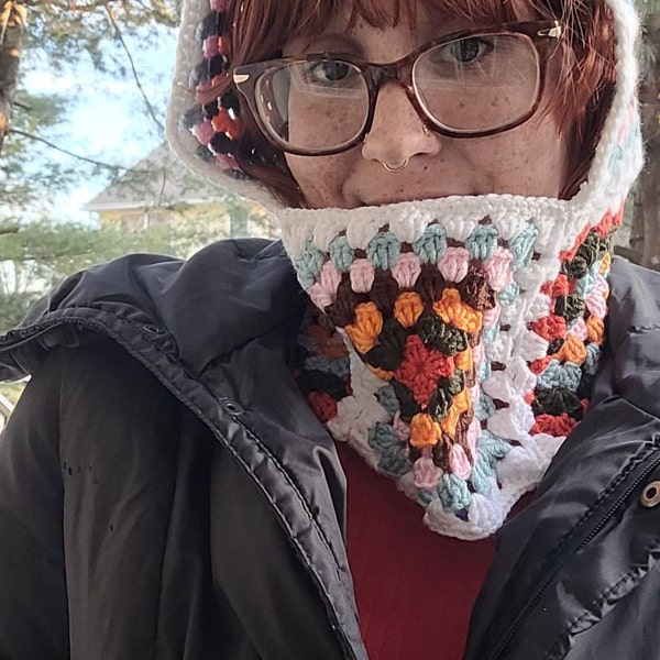 Granny Square Balaclava, 8 Different Colors Knit Balaclava, Crochet ...