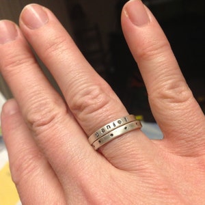 Personalized Stackable Mothers Ring, 2mm Fine Silver, Mothers Day Gift ...